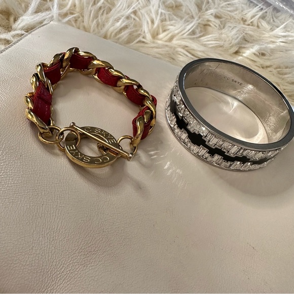 CC Skye | Jewelry | Cc Skye Leather Chain Silver Bangle Bracelet Bundle ...